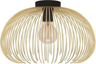 Eglo Deckenlampe Venezuela, edle Deckenleuchte mit goldfarbenem Draht-Lampenschirm, Wohnzimmerlampe aus Metall in schwarz und gold, Deckenbeleuchtung mit E