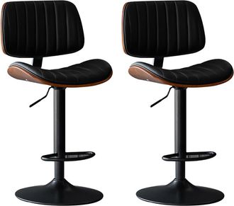 Generic 2er-Set Verstellbare, Drehbare Barhocker Aus Holz Mit Rückenlehne Und Fußstütze - Moderne Thekenstühle Aus Stoff Und Massivholz for Die Kücheninsel(Bl