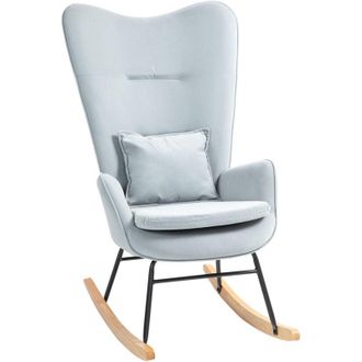 HOMCOM Homcom - Schaukelstuhl Schwingsessel mit Kissen, hoher R&uuml;ckenlehne Armlehnsessel mit Samtoptik, Stillsessel, Schaukelsessel bis 120 kg Belastbarkeit