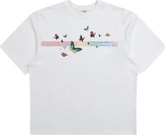 Casablanca Homme, Tops, Blanc, Taille: M T-shirt Papillon