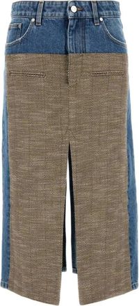 Stella McCartney Femme, Jupes, Bleu, Taille: 40 FR Jupe Maxi en Denim avec Fente Arri&egrave;re