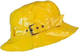 Toutacoo Bob Imperméable Aspect Ciré, Chapeau de Pluie à Boucle, uni, réglable (07-Uni Jaune)