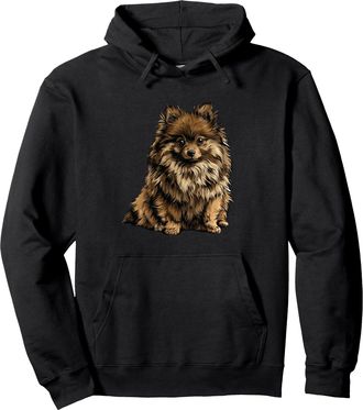 Whyitsme Design Schokoladen-Zwergspitz-Illustration Pullover Hoodie