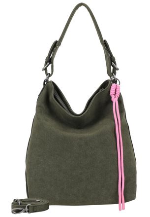 Fritzi Aus Preu&szlig;en Fritzi Bitzi01 Suede Jacky Dark Olive Hobo Handtasche Damen Vegan Wildleder-Optik Beuteltasche Einkaufstasche mit Rei&szlig;verschluss verstellbarem Schulte