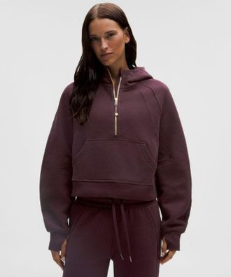 lululemon Sweat &agrave; capuche Scuba Oversized demi-zipp&eacute; pour Femmes - Noir/Gold/Violet - Taille M/L