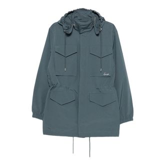 Kenzo Femme, Vestes, Gris, Taille: 40 FR Parka &agrave; capuche avec cordon de serrage &agrave; lourlet