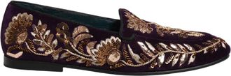 Dolce & Gabbana Homme, Chaussures, Multicolore, Taille: 42 EU Mocassins en velours avec broderies florales