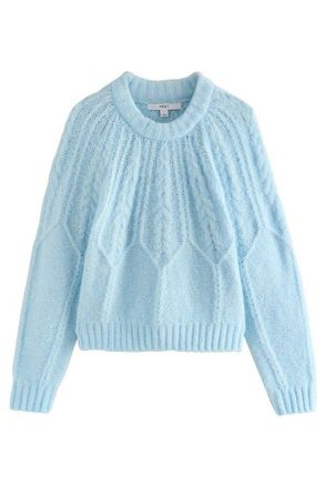 Next Rundhalspullover Pullover mit Zopfstrickmuster, Rundhalsausschnitt (1-tlg)