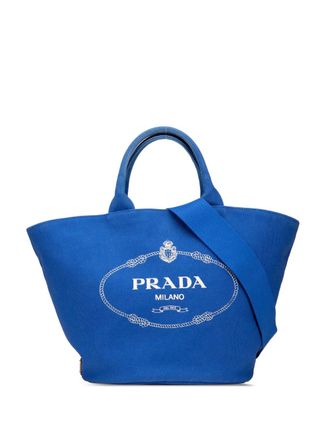 Prada sac à bandoulière Canapa médium à logo (2013-2025) - Bleu