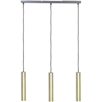 Beliani Lampe Suspendue Moderne &agrave; 3 Emplacements Abat-Jour Rond Acier Brillant Brosna