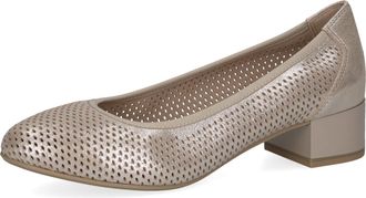Caprice Caprice Damen Pumps aus Leder mit Blockabsatz Schuhweite H Mehrweite, Beige (Taupe Metallic), 40.5 EU