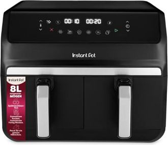 Instant Pot Vortex Dual Black Hei&szlig;luftfritteuse - Gro&szlig; 8 l, Familiengr&ouml;&szlig;e, zweifach, 2 4-l-K&ouml;rbe, 8 in 1 - D&ouml;rren, Grillen, Backen, Braten, Aufw&auml;rmen, Antihaftbes