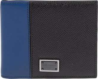 Dolce & Gabbana Homme, Accessoires, Multicolore, Taille: ONE Size Portefeuille Bifold Élégant Noir/Bleu