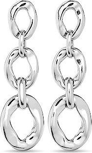 Uno De 50 UNOde50 Une des 50 boucles doreilles plaquées en argent sterling avec 3 mailles de différentes tailles unies par des bagues