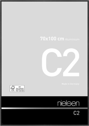 Nielsen Design Bilderrahmen, 70 x 100 cm, Aluminium, Schwarz matt, Posterrahmen zum Aufhängen im Hoch- & Querformat, Echtglas, C2