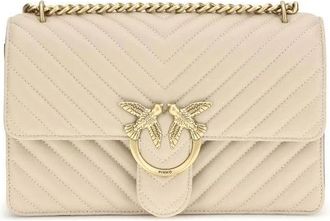 Pinko Love One Classic Leder Schultertasche - - Bags - Damen - Beige - ONE SIZE