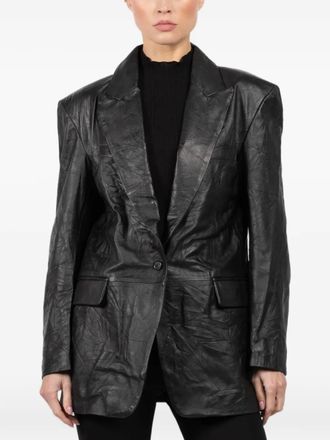 Isabel Benenato textured single-breasted leather blazer - Schwarz