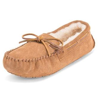 Polar Femmes Moccasins R&eacute;el Daim Australien Peau De Mouton Fourrure Chaussons - TAN37 - AYC0225