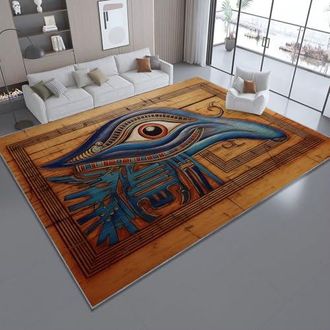Generic Tapis de Salon 140 x 200 cm, Mystique Style égyptien Antique OEil dHorus Motif, Beige Marron Doux Tapis, Durable éCologiqu Lavable en Machine Acile à 