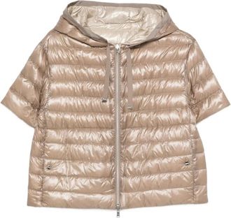 Herno Femme, Vestes, Beige, Taille: 34 FR Veste &agrave; capuche &agrave; manches courtes et fermeture &eacute;clair