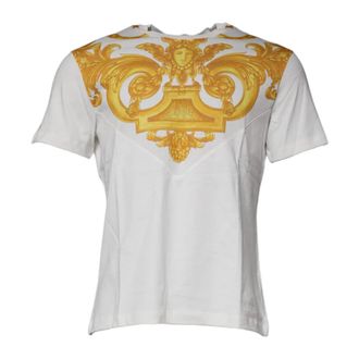 Versace Medusa Print Cotton Crew Neck T-shirt - - Tops - Herren - Wei&szlig; - L