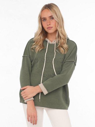 Zwillingsherz Hoodie Positive Mind Kapuze, 3/4 Arm, tonaler Schriftzug vorn, Kordelzug