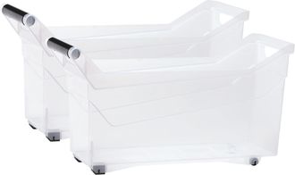 Kreher Rollbox, Aufbewahrungsbox, Sortierbox in Transparent, mit Griff in verschiedenen Größen (L, 2)