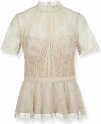 SIMKHAI Femme, Blouses et Chemises, Beige, Taille: 38 FR Kehlani Top