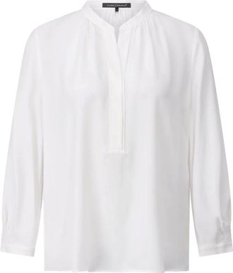 Luisa Cerano Femme, Blouses et Chemises, Blanc, Taille: 46 FR Chemisier en M&eacute;lange de Soie avec D&eacute;tails Smock
