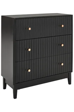 Livetastic Kommode, Schwarz, Metall, Kiefer, massiv, 3 Schubladen, 80x85x35 cm, Wohnzimmer, Kommoden & Sideboards, Kommoden