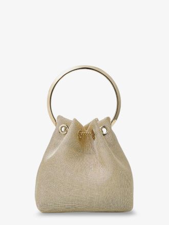 Jimmy Choo London Womens Bucket Bag Bon Gold Polyester