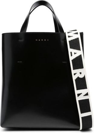 Marni Femme, Sacs, Noir, Taille: ONE Size Sac fourre-tout en cuir noir avec logo