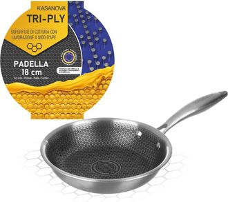 KASANOVA Antihaft-Pfanne Tri-ply, Wabenmuster-Beschichtung, f&uuml;r den Ofen und alle Kochfelder geeignet. (18 cm)