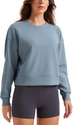 CRZ YOGA Femmes Sweat-Shirt &agrave; col Rond &Agrave; Manches Longues Entra&icirc;nement D&eacute;contract&eacute; Pull Tops Basique Automne Sweat-Shirts Bleu Belge 40