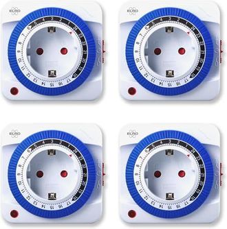 Elro 4-Pack ELRO TI1000 Mechanische Zeitschaltuhr | Kompakt |15 Minuten Schaltzeit | Bis zu 3600W | Innenbereich