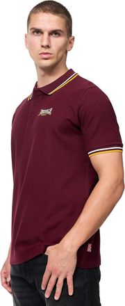 Lonsdale Herren Poloshirt Normale Passform VELTON Oxblood/Yellow/White XXL, 117462