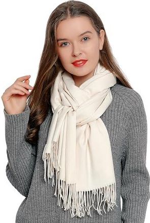 DonDon &Eacute;charpe femme hiver chaud et douce Ch&acirc;le Etole Foulard 185 x 65 cm - cr&egrave;me