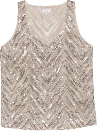 Brunello Cucinelli Femme, Tops, Multicolore, Taille: 38 FR Chevron Embellished Tank