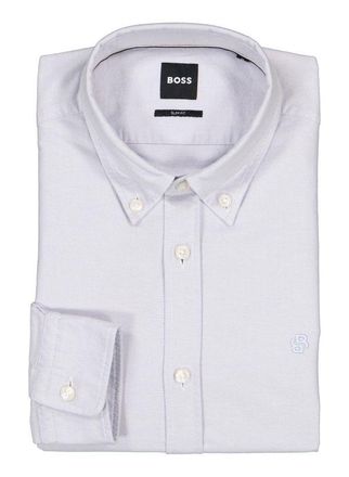 HUGO BOSS Herren Hemd schwarz meliert Slim Fit