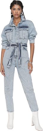 Trendyol Trendyol, blau gewölbte Denim-Overall, Blau, 34