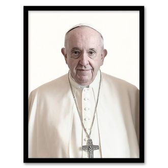 Artery8 Pope Francis Supreme Pontiff Photograph Portrait Living Room Artwork Framed Wall Art Print A4