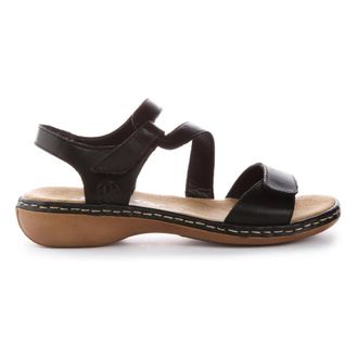Rieker Schwarze Ledersandalen Damen Haken Schleife - - Shoes - Damen - Schwarzk - 41 EU