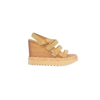 Paloma Barcel&oacute; Sandale aus Torrone-Leder mit Riemchen- Keilabsatz aus Holz- Micro-Kordel-Sohle - - Shoes - Damen - Braun - 39 EU