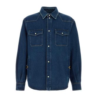 Valentino Garavani Homme, Chemises, Bleu, Taille: M Chemise en jean avec d&eacute;tail V m&eacute;tallique