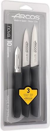 Arcos Serie Nova - Paring Messer Set - Klinge Nitrum Edelstahl - HandGriff Polypropylen Farbe Schwarz