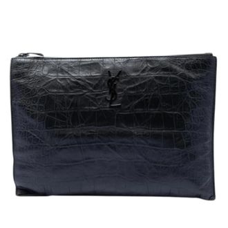 Saint Laurent Pre-owned Clutch aus Krokodilgepr&auml;gtem Leder - - Pre-owned - Damen - Schwarzk - ONE SIZE