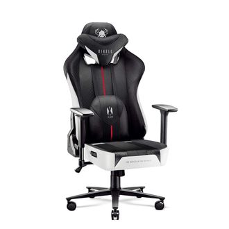 Diablo Gaming Stuhl Stoff X-Player 2.0 - Breite Sitzfläche - Gaming Chair mit 3D Armlehnen - Nacken/- Lendenkissen Wippfunktion - Bürostuhl 150 kg - Pc Gamin