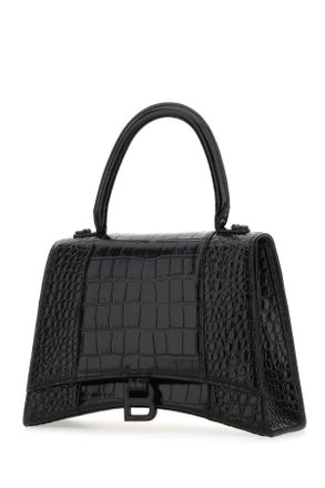 Balenciaga Womens Black Leather Hourglass Handbag Borse A Mano Bag