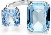 Swarovski Bague ouverte Millenia, Taille octogonale, Bleue, Métal rhodié