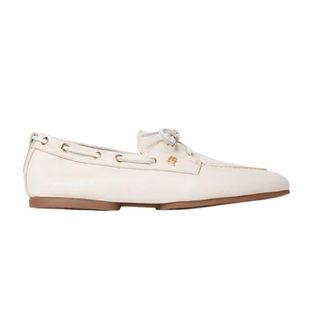 Tommy Hilfiger Femme, Chaussures, Beige, Taille: 36 EU Mocassins bateau en cuir avec monogramme TH